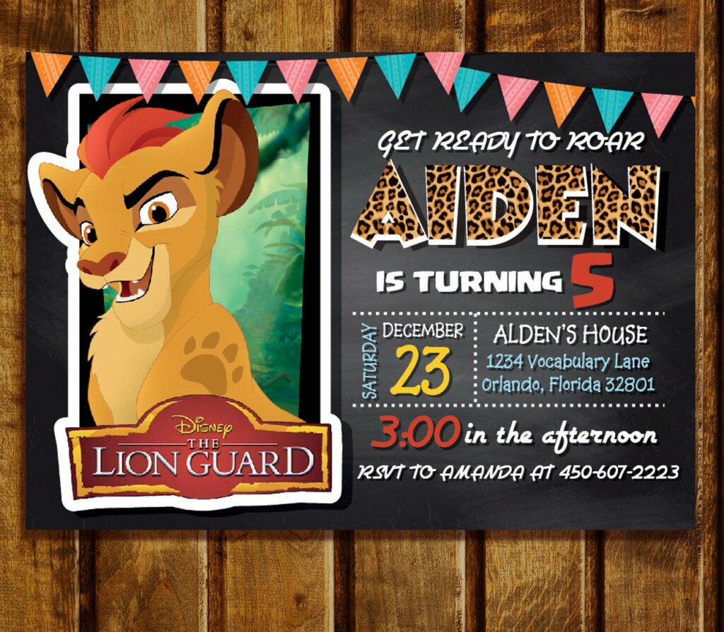 Lion Guard Invitation, Lion Guard Invite, Printable Lion Guard Invite ...