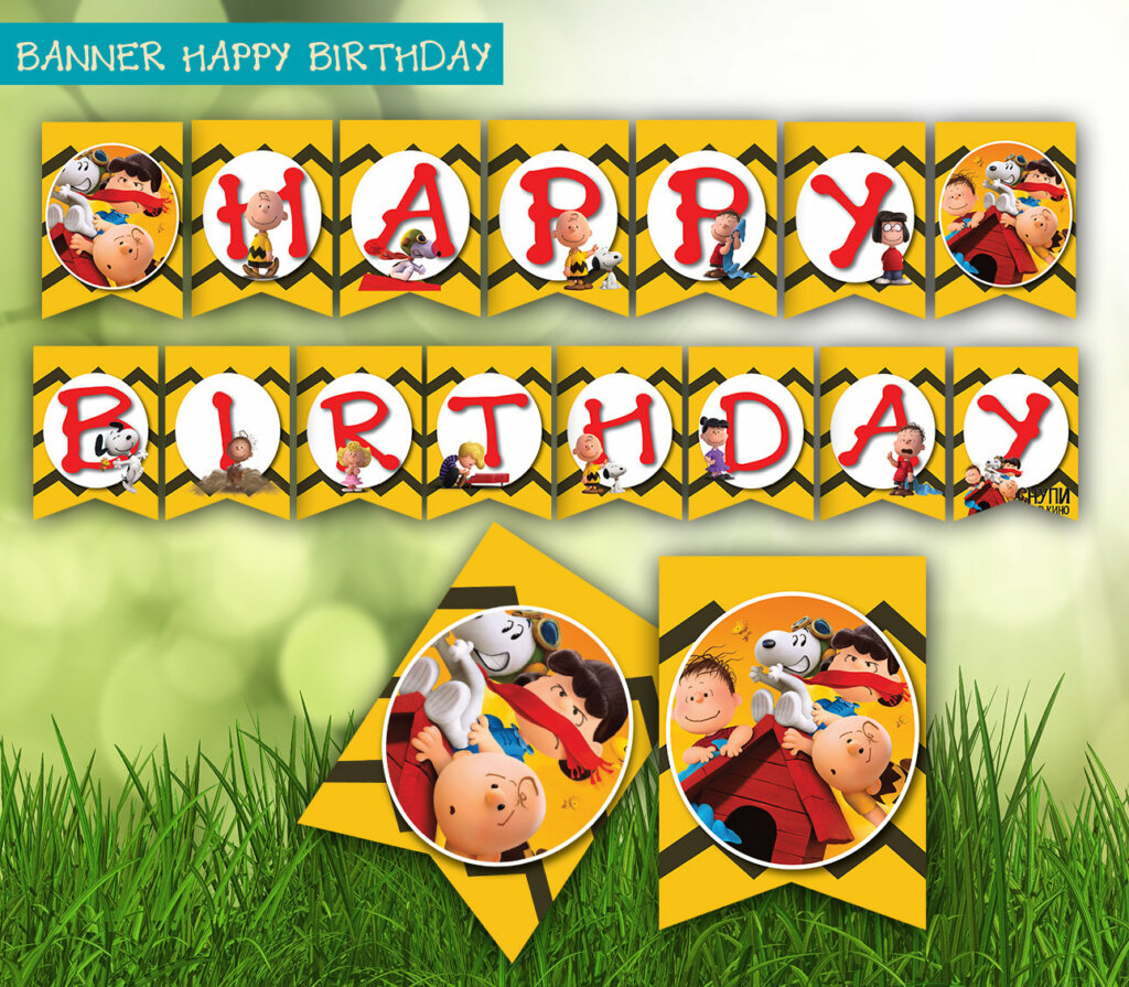 Peanuts Theme Birthday Banner, Peanuts Theme Birthday Party, Decoration ...