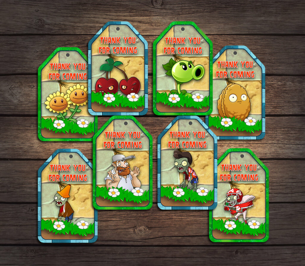 Plants Vs Zombies Gift Tags, Plants Vs Zombies Thank You Tags, Party ...