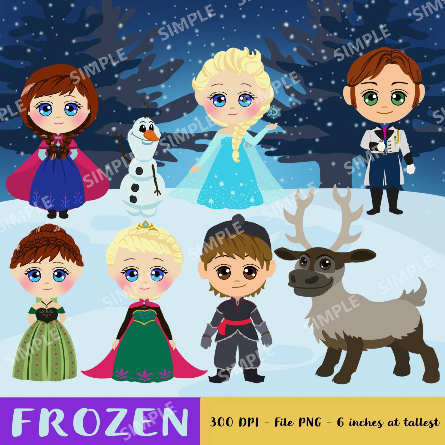 Digital Snow Princess Clip Art, Digital Frozen Clipart, Snow Princess ...